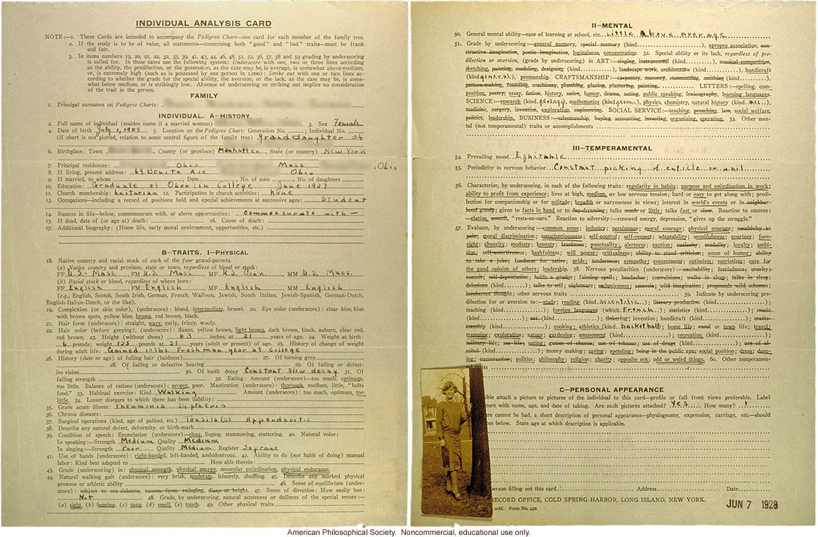 Individual analysis card, example 2 :: CSHL DNA Learning Center