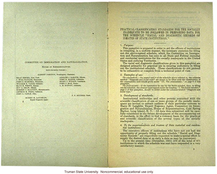 "Classification standards," by Harry H. Laughlin (1) :: CSHL DNA ...