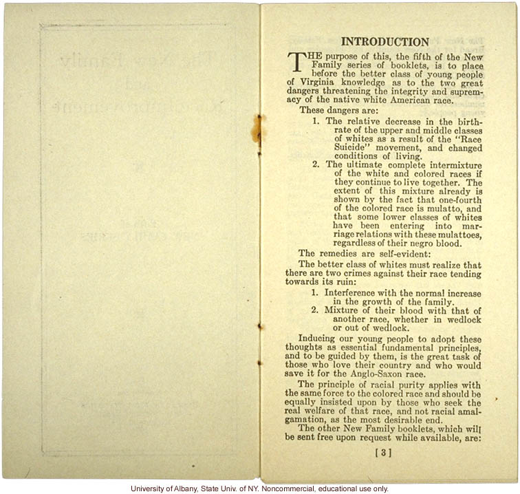 "The New Family and Race Improvement," by W.A. Plecker, Virginia Health ...