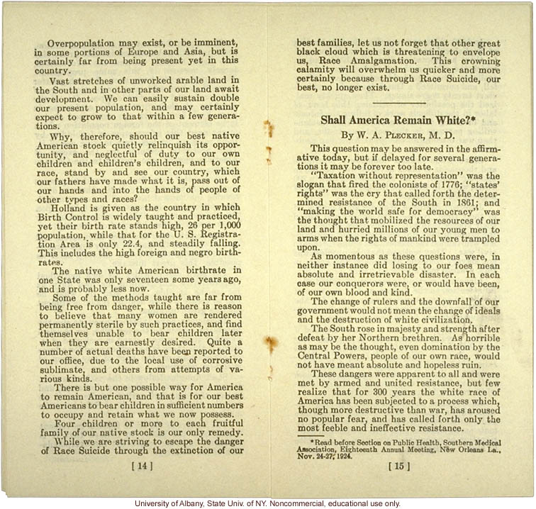 "The New Family and Race Improvement," by W.A. Plecker, Virginia Health ...