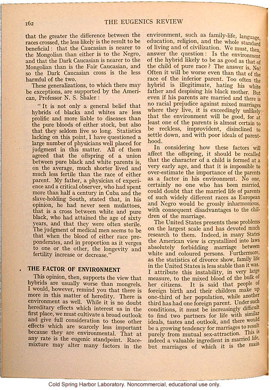 "Race Mixture," by K.B. Aikman, Eugenics Review (vol. 25:3) (1) :: CSHL ...