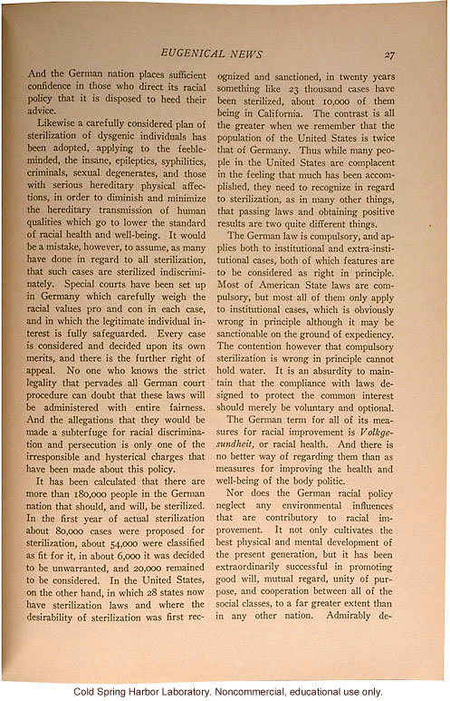 "The German Racial Policy," by C.G. Campbell, Eugenical News (vol.21:2 ...