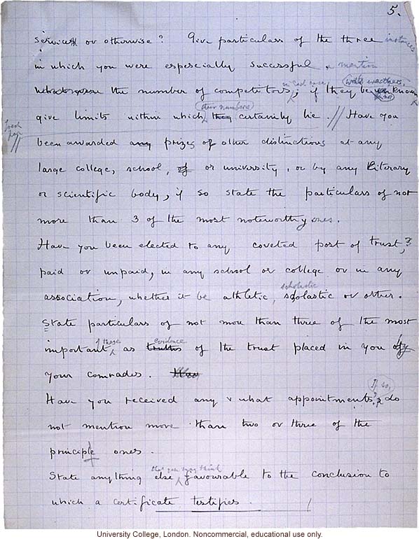 Handwritten proposal for issuing "eugenic certificates" to physically ...