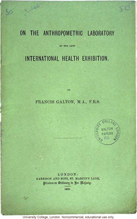 "On the Anthropometric Laboratory at the late International Health ...